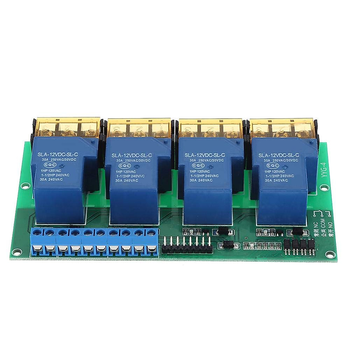YYG-4 Four Way Relay Module, 30A Control Panel Optocoupler Isolation High Power AC 250V/30A, Less Than DC 30V/30A(12VDC)