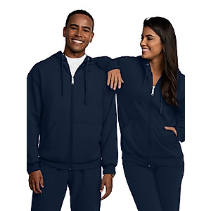 Fruit of the Loom Eversoft Fleece Hoodies, Pullover, Moisture Wicking & Breathable, Sizes S-4x, Navy Full Zip, Medium