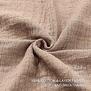 SE SOFTEXLY Muslin Throw Blankets, 4-Layer Cotton Blanket for Couch/Bed,Light Comfortable Breathable Gauze Blanket All Season,Muslin Blankets Full/Queen Size for Adults(80" x 90",Coffee)