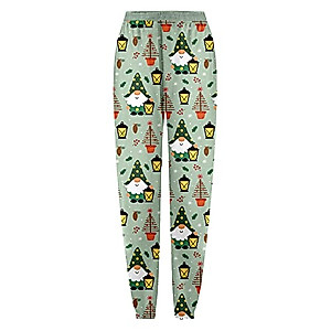 Plus Size Sweatpants,High Waisted Sweatpants for Women Christmas Gnome Print Elastic Waisted Baggy Sweatpants Drawstring Wide Leg Lounge Bottoms Red Wine Glass Print Green XL