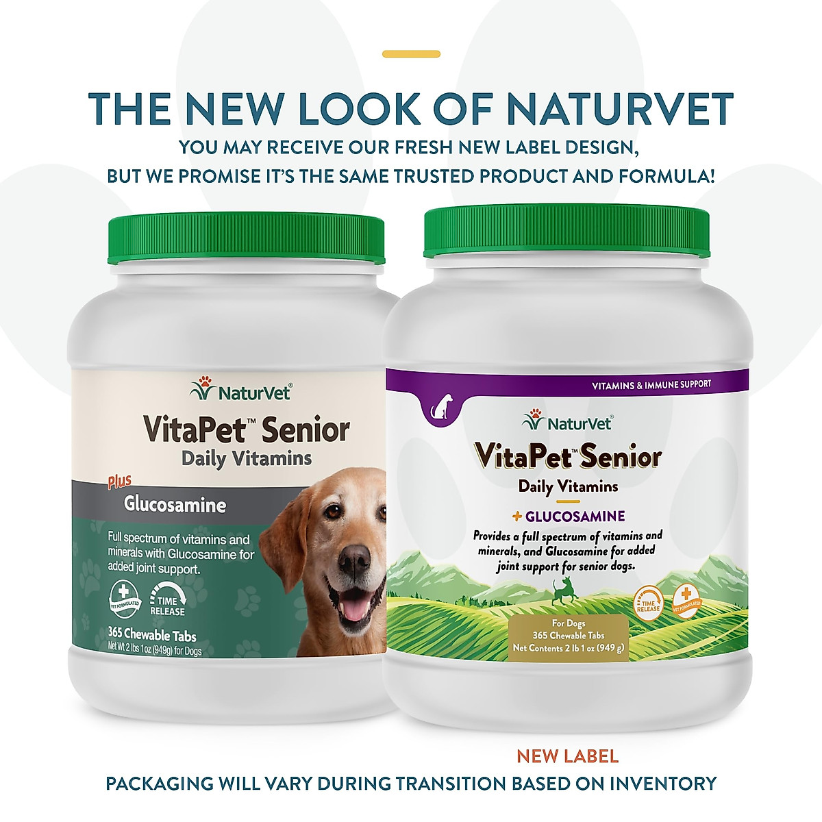 NaturVet –VitaPet Senior Daily Vitamins for Senior Dogs – Plus Glucosamine – Full Spectrum of Vitamins & Minerals – Enhanced with Glucosamine for Added Joint Support – 365 Time Release Tablets