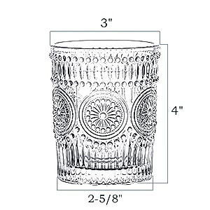 Kingrol 6 Pack 9 oz Romantic Water Glasses, Premium Drinking Glasses Tumblers, Vintage Glassware Set for Juice, Beverages, Beer, Cocktail