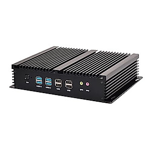 HUNSN Fanless Industrial PC, Mini Computer, Core I7 4500U 4510U 4578U, Windows 11 / Linux Ubuntu, IM04, 2 x HDMI, 2 x LAN, 6 x COM, 4 x USB3.0, 4 x USB2.0, 8G RAM, 512G SSD, 1TB HDD