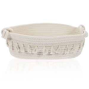 IMIKEYA Cotton Rope Woven Baskets: Woven Cotton Storage Basket Tassel Closet Storage Bins Small Storage Basket Decorative Basket Bins Container Organizer for Shelf Desktop Home Decor