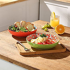 Metahom Ceramic Pasta Bowls, 40 Oz Large Salad Bowls, 8.75'' Colorful Serving Bowl Set for Pasta, Salad, Soup, Set of 4