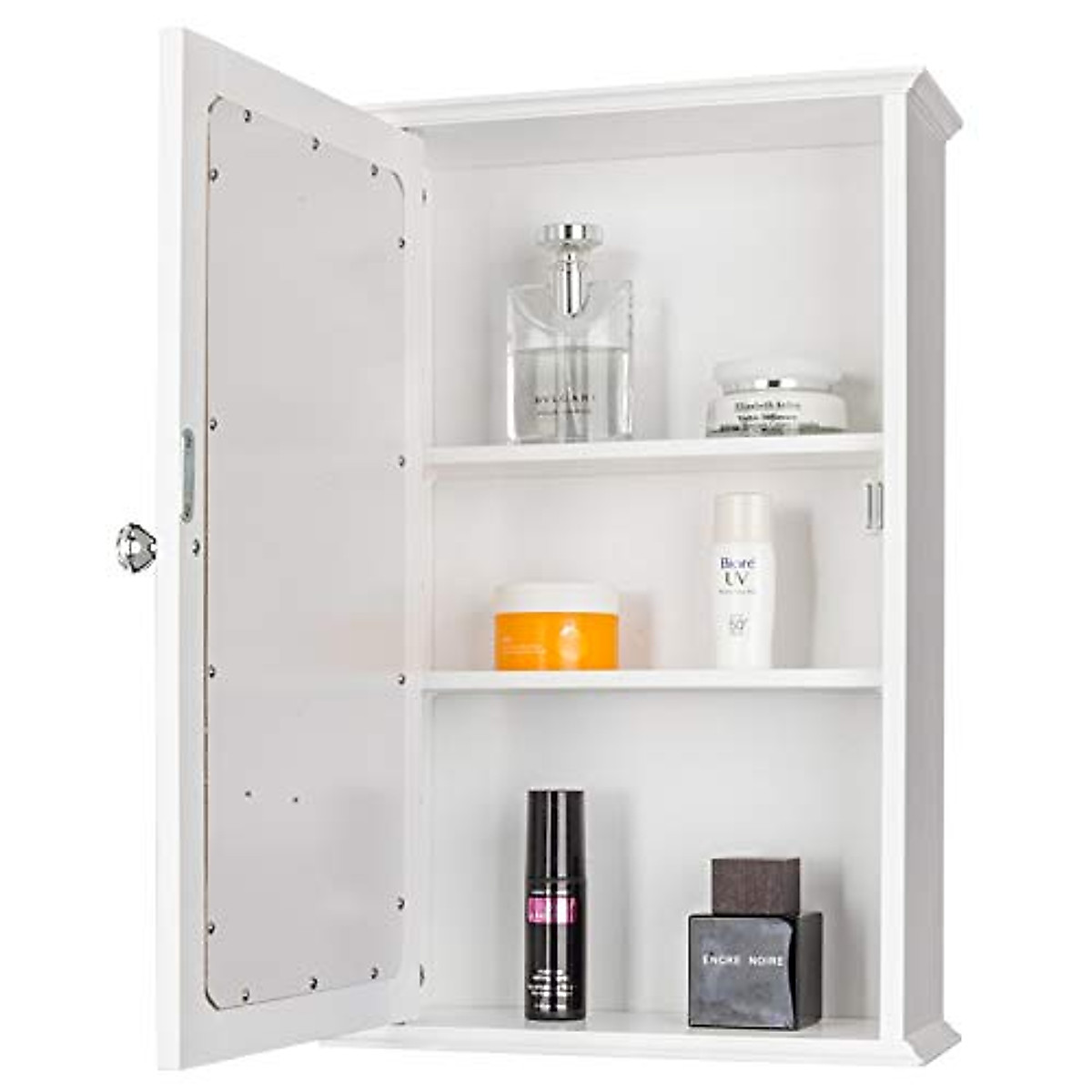 DOLFISH Bathroom Cabinet Wall Mounted, Multifunction and Space Saving for Bathroom Space MDF Painted Surface with Mirror Single Door and 2 Adjustable Shelves, White