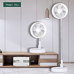 tectake Portable Standing Desk Fan - 7200mAh USB Rechargeable Battery Operated Fan, Telescopic Adjustable Height, Super Quiet Fan for Travel, Bedroom, Camping Foldable Table Fan