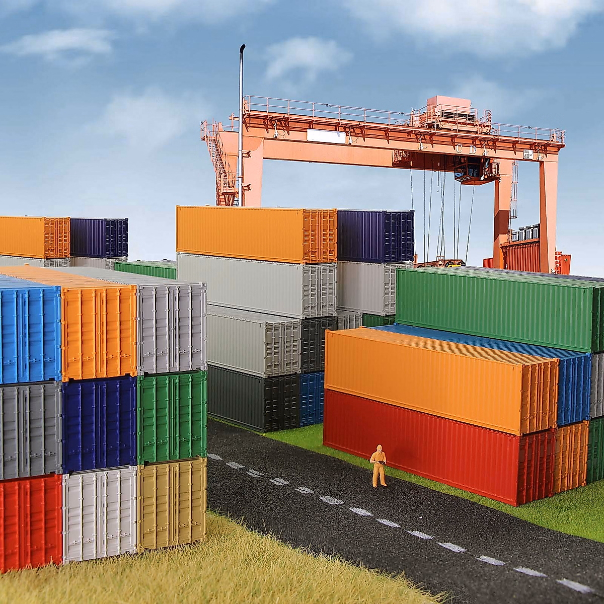 3pcs HO Scale Undecorated 40' (ft) Shipping Containers 1:87 Deep Bule Ribbed Side Container C8740DB