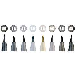 Faber-Castell F167808 8 x Pitt Artist Pens (Soft Brush) Shades of Grey