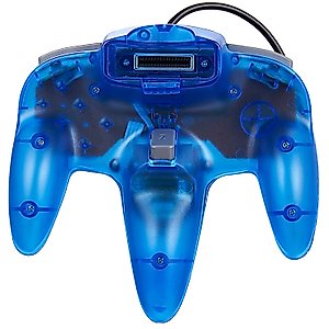 2 Pack Classic N64 Controller, kiwitatá Retro N64 Wired Joystick Replacement Game Pad Remote Controller for N64 Console Clear Blue