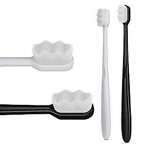 WLLHYF 2 PCS Extra Soft Micro Nano Toothbrush, Ultra Soft Toothbrushes with 10000 Soft Bristles Sterile Fiber Adult Toothbrush Painless Brushing for Teeth Oral Gum Recession