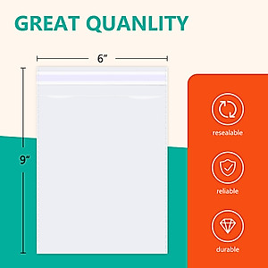 iMailer - 100 Pcs - 6" x 9" Clear Plastic Cellophane Bags - Resealable Self Sealing Cello Bags for A7 A8 A9 Cards & Envelopes, Photo, Prints, Candies