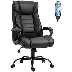 Vinsetto Ergonomic Massage Office Chair, High Back Executive Desk Chair with 6-Point Vibration, Adjustable Height, Swivel Seat and Rocking Function, Black