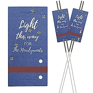 100PCS Wedding Send Off Sparkler Tags, Light The Way for The Newlyweds"Foil Stamped Metallic Sparkler Sleeves with Match Striker Strips for Anniversary Parties Graduation Birthday Engagement Event
