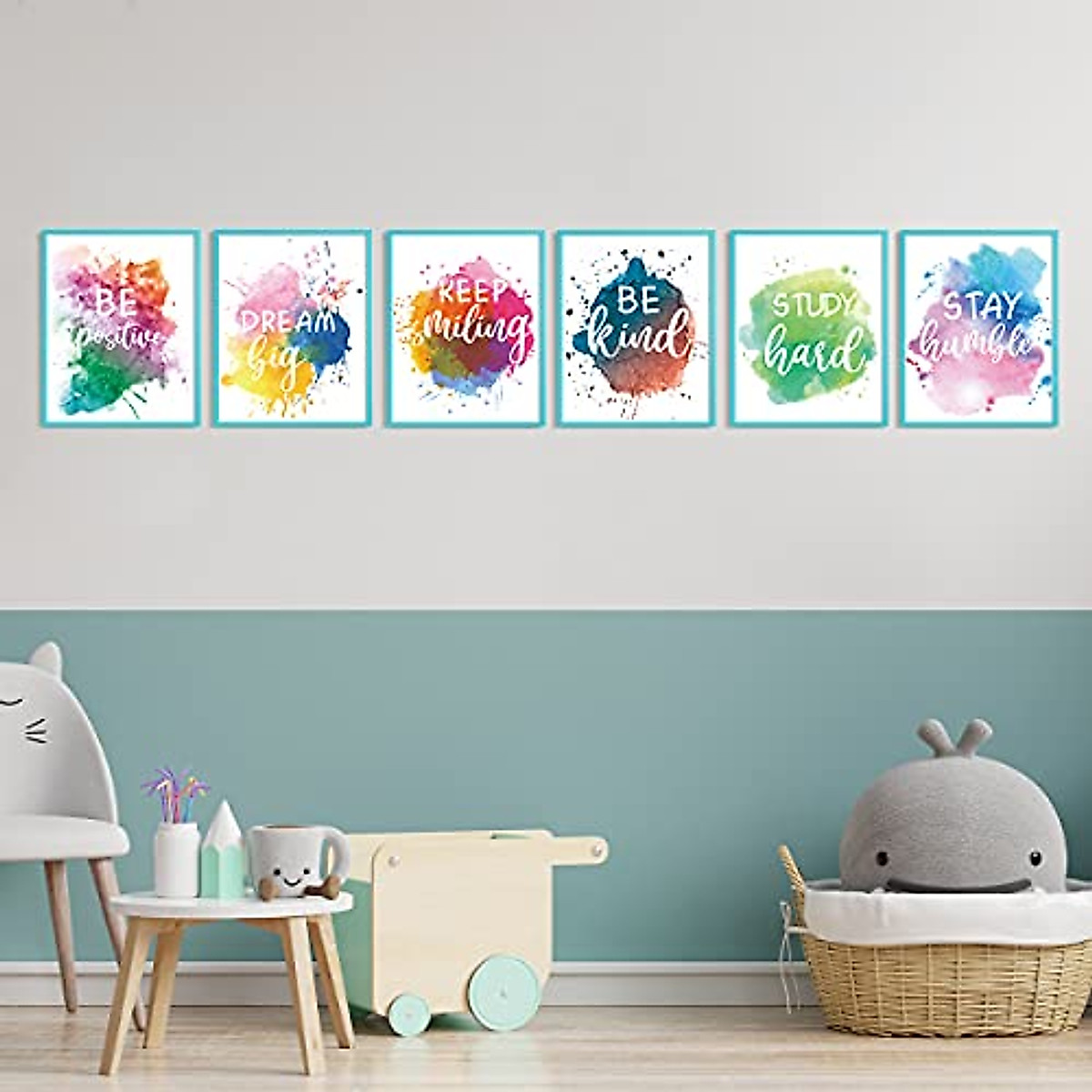 Inspirational Wall Art Motivational Art Prints and Quotes and Sayings Poster Girls Teens Bedroom Decor Sayings Positive Phrase Party Gift for Girls Kids Room Wall Art Decor 6 Pcs, 8x 10in, Unframed