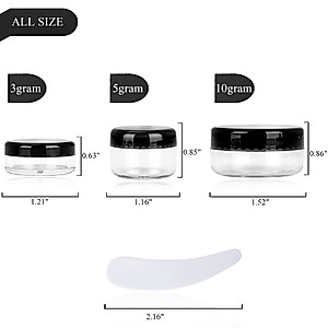 50PCS 5 Gram Sample Containers, 5ml Empty Jars with Lids, Small Cosmetic Containers, Mini Sample Jars with 4PCS Mini Spatulas for Make Up, Oils, Lotion, Powder, Paint, Jewelry, Lip Balms(Black Lid)