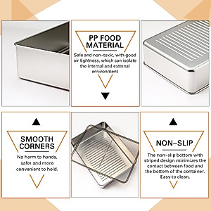 Willinglong 8 Pack Deli Meat Cheese Container for Fridge Increase Capacity Bacon Stainless Steel Containers with Lids Refrigerator Storage Dishwasher Safe