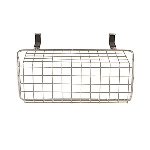 Spectrum Diversified Grid Storage Basket, Over The Cabinet, Steel Wire Organization Under Sink Kitchen & Bathroom, Small, Satin Nickel PC