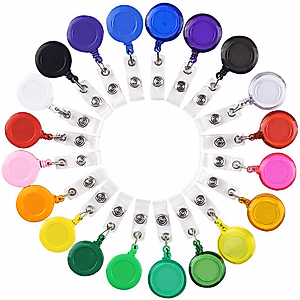SHAN RUI 20pcs Retractable Badge Holder Reels with Clip for Name Card Key Card, 20 Colors