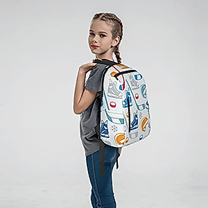 Biviel Hockey Elements Creative Patterned print Lightweight Backpack Simple Casual Shoulder Backpack Hiking Backpacks