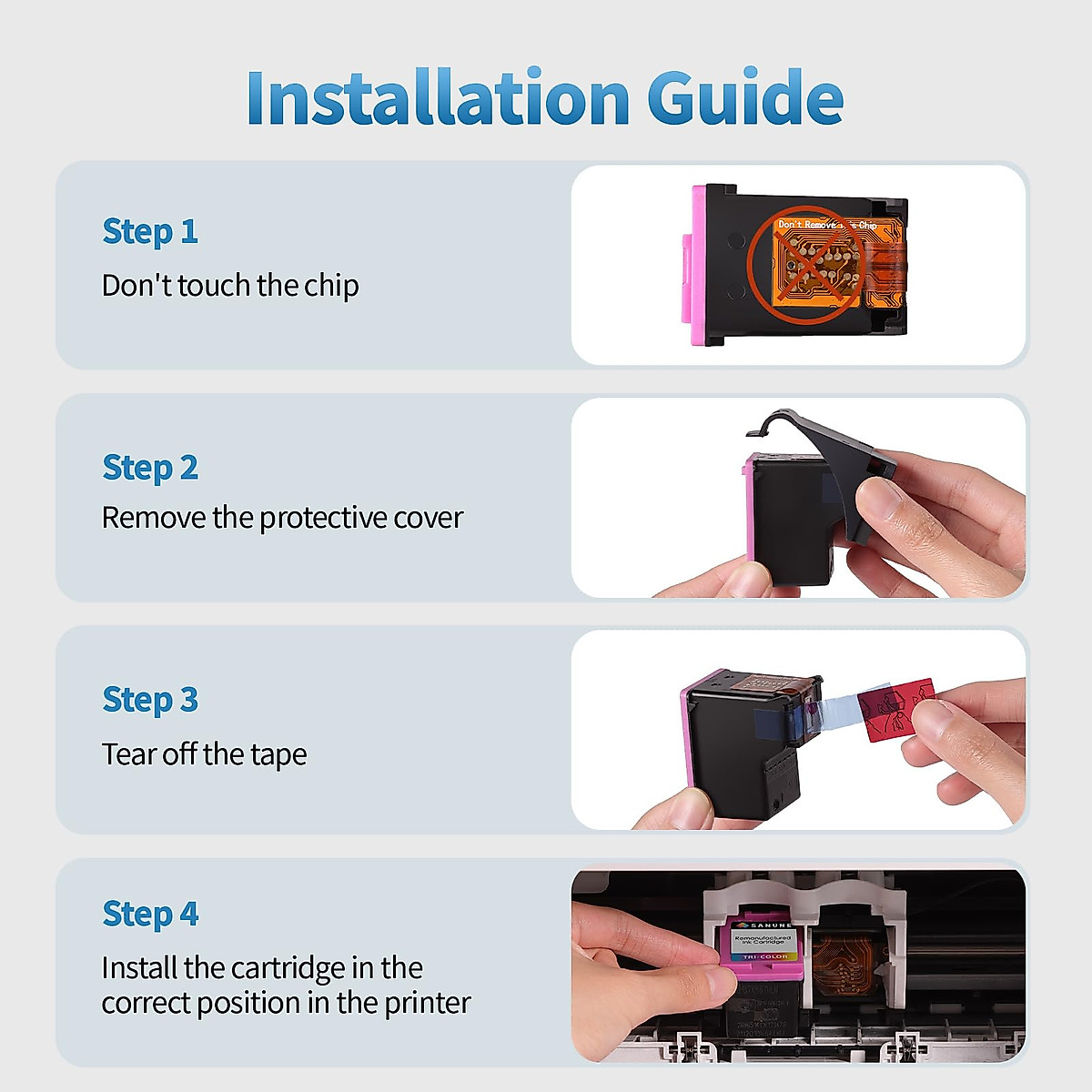 SANUNE 63XL Ink Cartridge Combo Pack Remanufactured for HP Ink 63 for HP Officejet 3830 4650 5255 5258 5200 4652 4655 Envy 4520 4512 DeskJet 2130 2132 Printer (63XL Ink Cartridges Black and Tri-Color)
