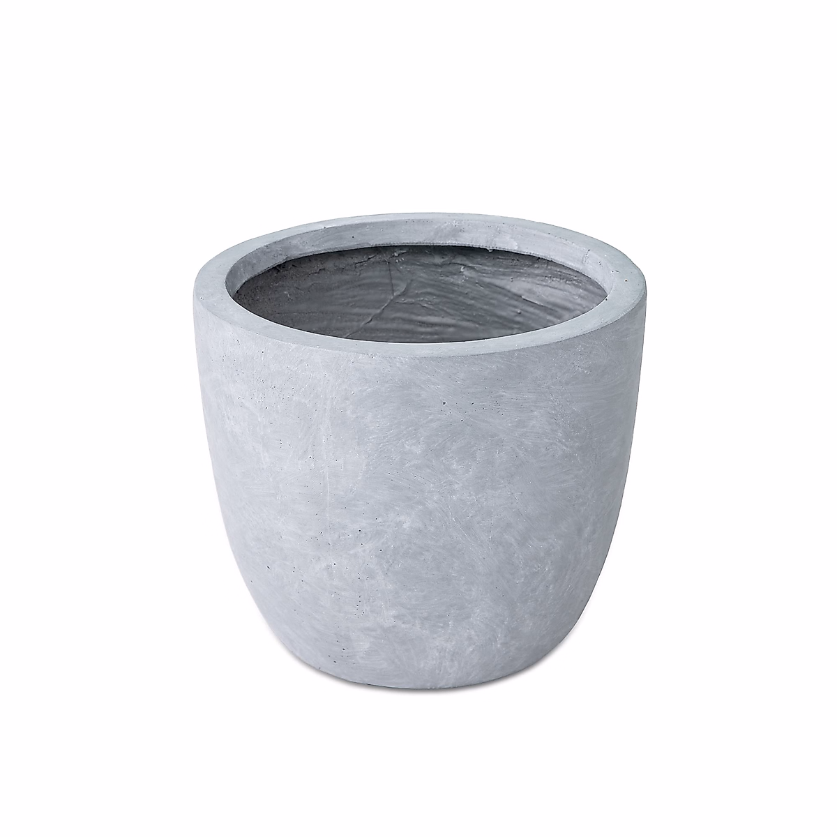 Kante RC0050B-C60611 Lightweight Concrete Modern Outdoor Round Planter, 14" x 14" x 12", Slate Gray