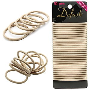 Dofash Hyper Elastic Hair Ties, 30 PCS Beige Hair Bands for Women's Hair, Blonde, Reusable, Nylon, Quick Stretch and Restore, Smooth Junction, Durable, Hair Friendly, Safety Tested