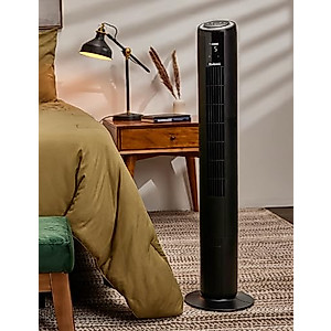 HOLMES 42" Digital Tower Fan, ClearRead Display, 90° Oscillation, 5 Speeds, 4 Modes, 8-Hour Timer, Home, Bedroom or Office, Remote Control, Matte Black