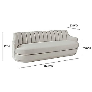 TOV Furniture Peyton 27" H Transitional Velvet and Pine Wood Sofa in Light Gray