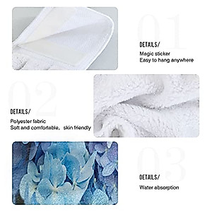 xigua Blue Hydrangea Kitchen Towels Set of 2, Hanging Hand Towels with Loop Soft Absorbent Durable for Bathroom Kitchen Decor