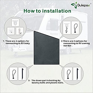 Dulepax RV Awning Side Shade- 9'X7' -Second Generation RV Awning Side Shade Screen Significantly Improves Shadew and Privacy.Universal RV Awning Shade Screen with Complete Kits.