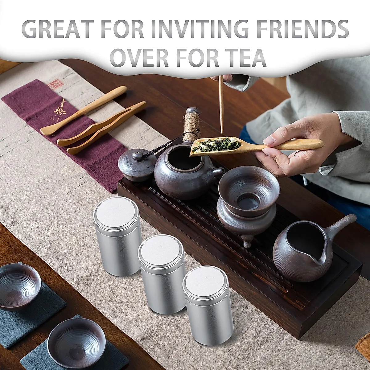 meekoo 18 Pcs Tea Tins Canister for Loose Tea 6 oz Airtight Tea Tins Bulk with Lids Metal Tea Jars Small Round Storage Containers for Travel Business Coffee Cans Candy Spices Herbs Kitchen(Silver)