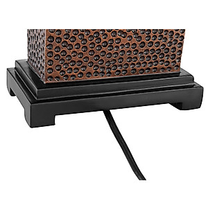 360 Lighting Caldwell Rustic Farmhouse Table Lamps 24.75" Tall Set of 2 Bronze Hammered Textured Fabric Rectangular Shade for Bedroom Living Room House Home Bedside Nightstand Office Family