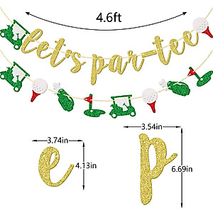 Let's Par-Tee Banner, Golf Themed Birthday Banner, Retirement Party Decor for Golf Lover, Golf Party Decorations, Gold Glitter