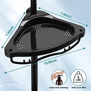 NEZHEIZERY Shower Caddy Tension Pole, Quick Installation Rustproof Corner Shower Caddy 56-125 Inch Adjustable Bathroom Organizer, 4 Tiers Plastic Shelves for Shampoo Storage