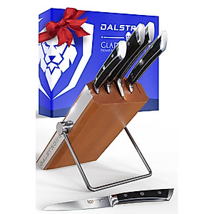 Dalstrong Knife Block Set - 5 Piece - Gladiator Series - with Modular, Multi-Level Block - German High Carbon Steel - Premium ABS Black Handles - NSF Certified