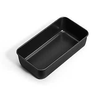 Herogo Non-Stick Loaf Pan, 9 x 5 Inch Stainless Steel Meatloaf Baking Pan for Baking Bread Meatloaf Brownie Lasagna, Black Rectangle Bread Loaf Pan for Homemade Bread, Oven Safe