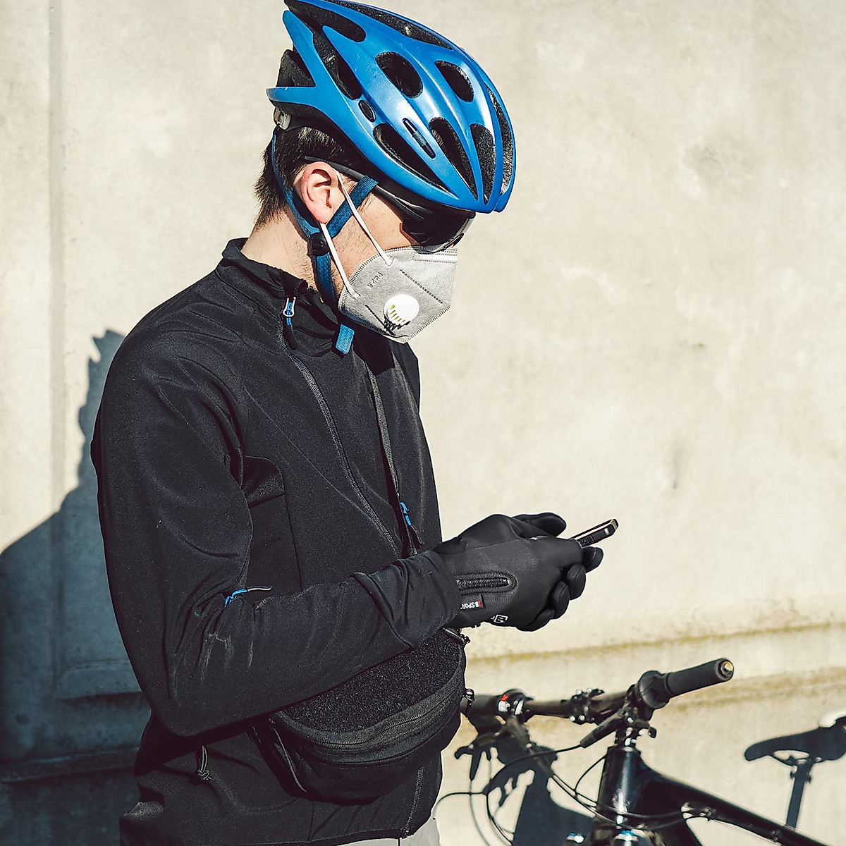 Bencailor 2 Pairs Windproof Waterproof Fingerless Gloves Winter Warm Touchscreen Bicycle Gloves Men Cold Weather Cycling Bike Motorcycle Touch Screen Gloves (X Large)