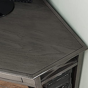 Leick Home Riley Holliday Computer Desk with Dropfront Keyboard Drawer, FURNITURE, Smoke Gray