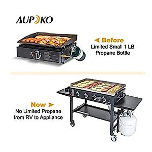 Aupoko Propane Elbow Adapter with Extension Hose, 12 FT Propane Quick Connect Propane Hose RV to Grill for Blackstone 17" and 22" Griddle, Quick Connect Hose for Rv Grill Camp Stove Portable Fire Pit