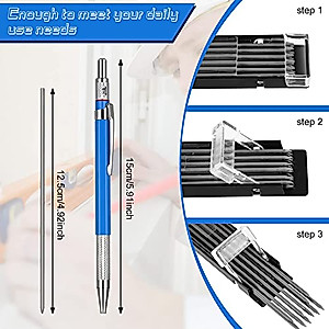 Nezyo 4 Pieces Welder Pencil With 60 Pieces Round Silver Refills Mechanical Pencil Metal Marker Pen for Construction Workers, Metal Work, Welders, Plumbers, Framers
