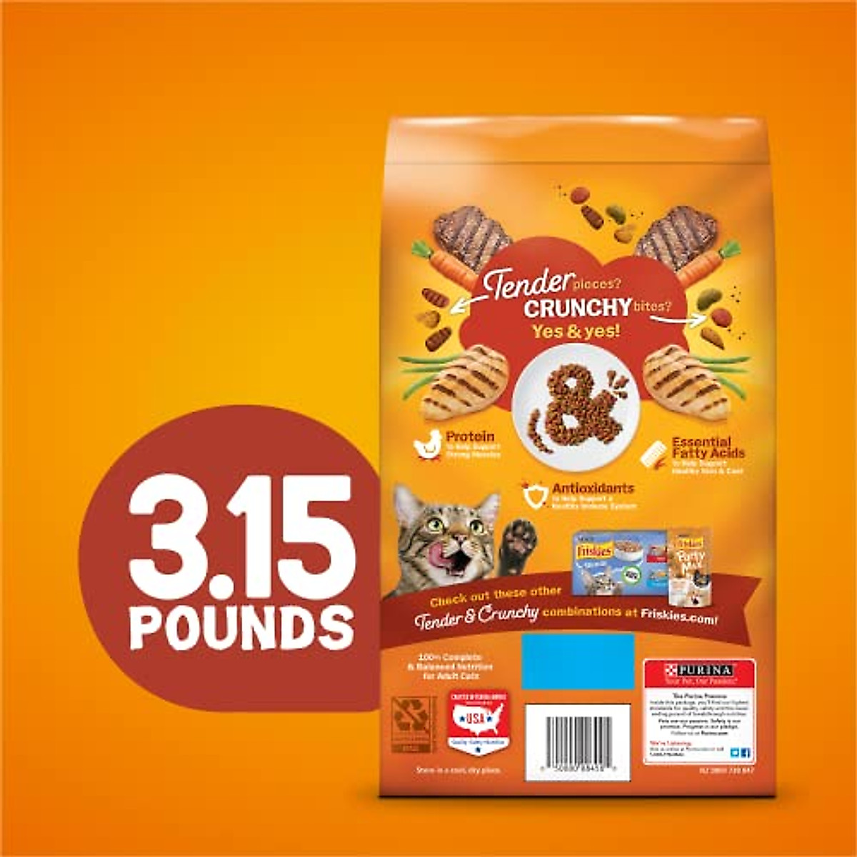 Purina Friskies Dry Cat Food, Tender & Crunchy Combo - (4) 3.15 lb. Bags