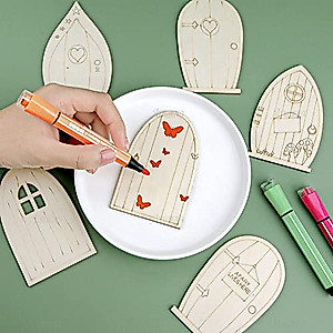 AUEAR, 24 Pack Fairy Door Miniature Wooden Garden Doors Windows Unfinished Fairy Window Accessories Mini Fairy House DIY Craft for Wall Home Party Decoration (6 Styles)