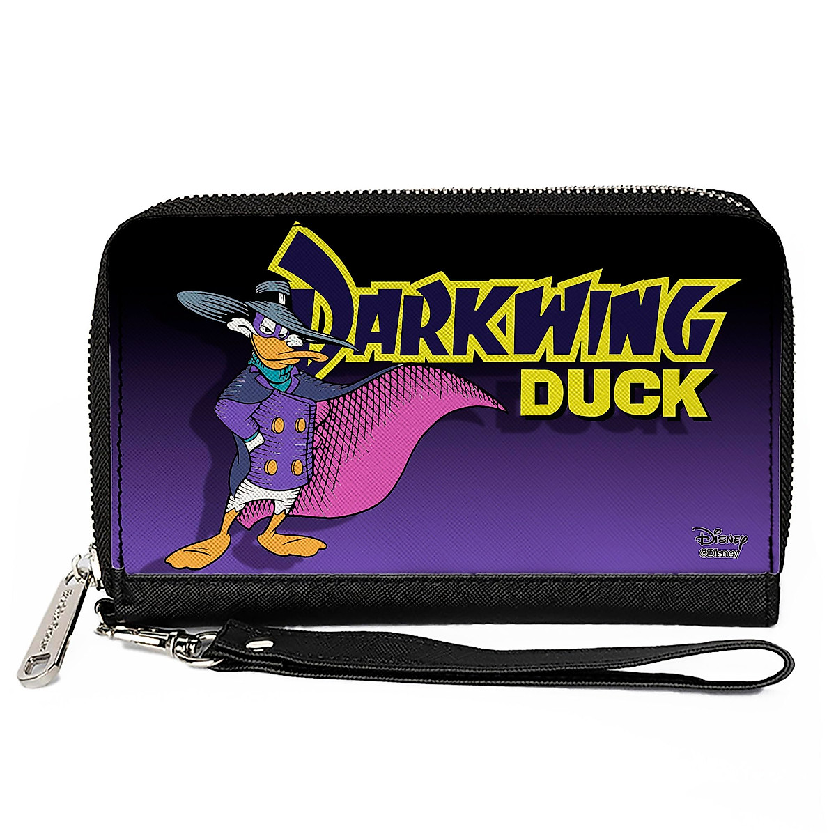 Buckle-Down Women's PU Zip Around Wallet Rectangle-Darkwing Duck, 7.5"x4.5"