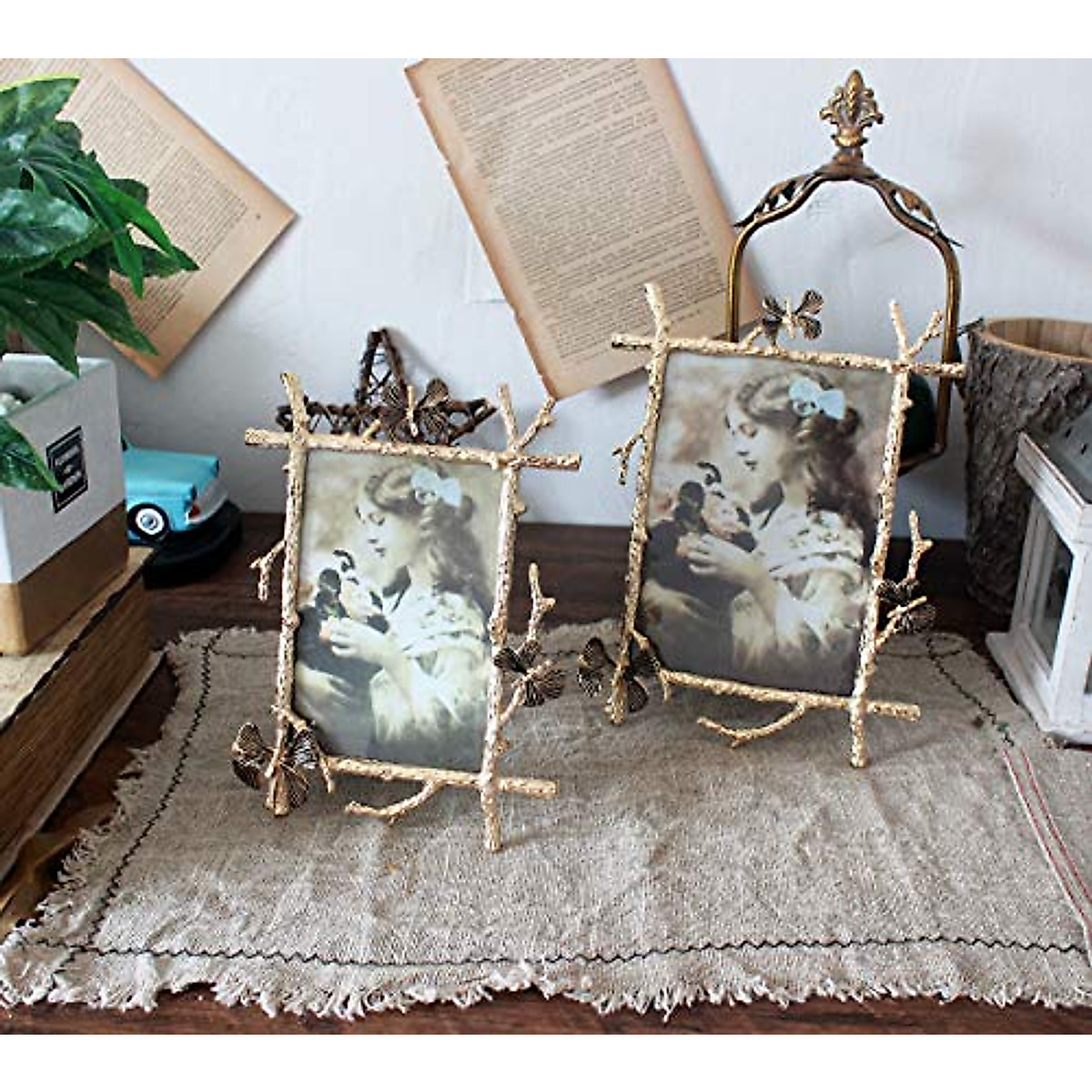 Funerom Metal Frame Picture Frame 4x6 inch Photo Display for Desk (Golden)