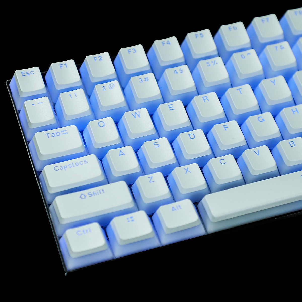 YMDK 128 ANSI ISO OEM Profile PBT Doubleshot Shine Through Pudding Keycaps White Sealed Legend for MX Mechanical Keyboard 61 68 87 104