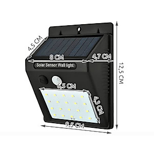 Solar Outdoor Lights -120° Angle Illumination LED Solar Lights Outdoor Waterproof (Ip65) - Easy to Install Wireless Security Outdoor Solar Lights for Yard, Front Door, Garage Garden, Fence, Porch