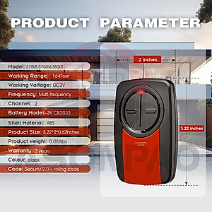 3-Pack of LiftMaster Garage Door Opener Remote (375UT, 375LM, 380UT) with 3-Year Warranty