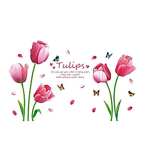 fanmaosdf Flower Wall Sticker,Flower Tulip Removable Wall Sticker DIY Decal Living Kids Room Decor