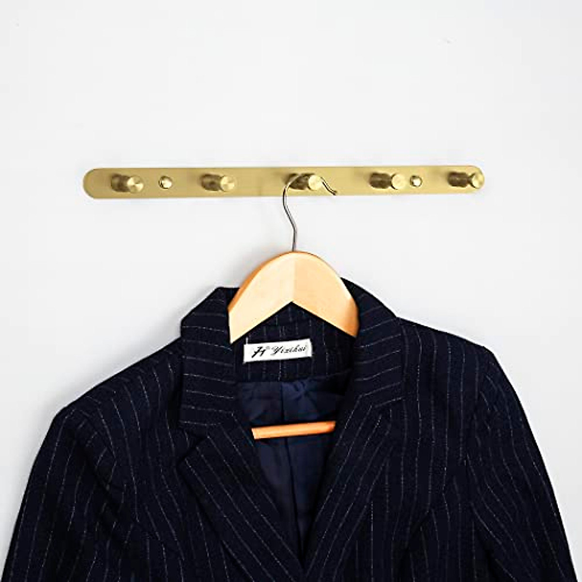 Estrend Key Holder for Wall Bronze Coat Rack Wall Mount Towel Racks for Bathroom Stainless Steel Brushed Gold Coat Rack with 5 Hooks, 15" - for Entryway, Living Room, Hotel